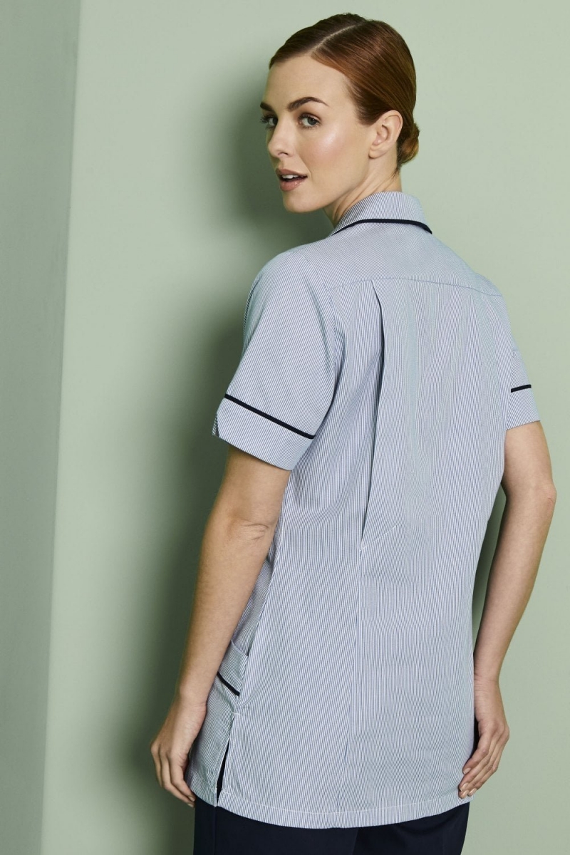 Ladies Healthcare Tunic, Hospital Blue Stripe/navy,
