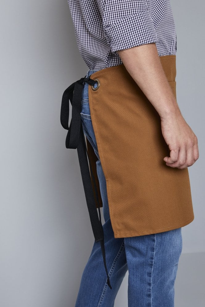 Eyelet Short Apron, Caramel,