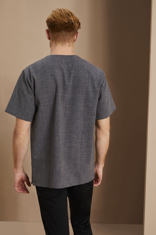 Tunique Homme En Lin, Anthracite,