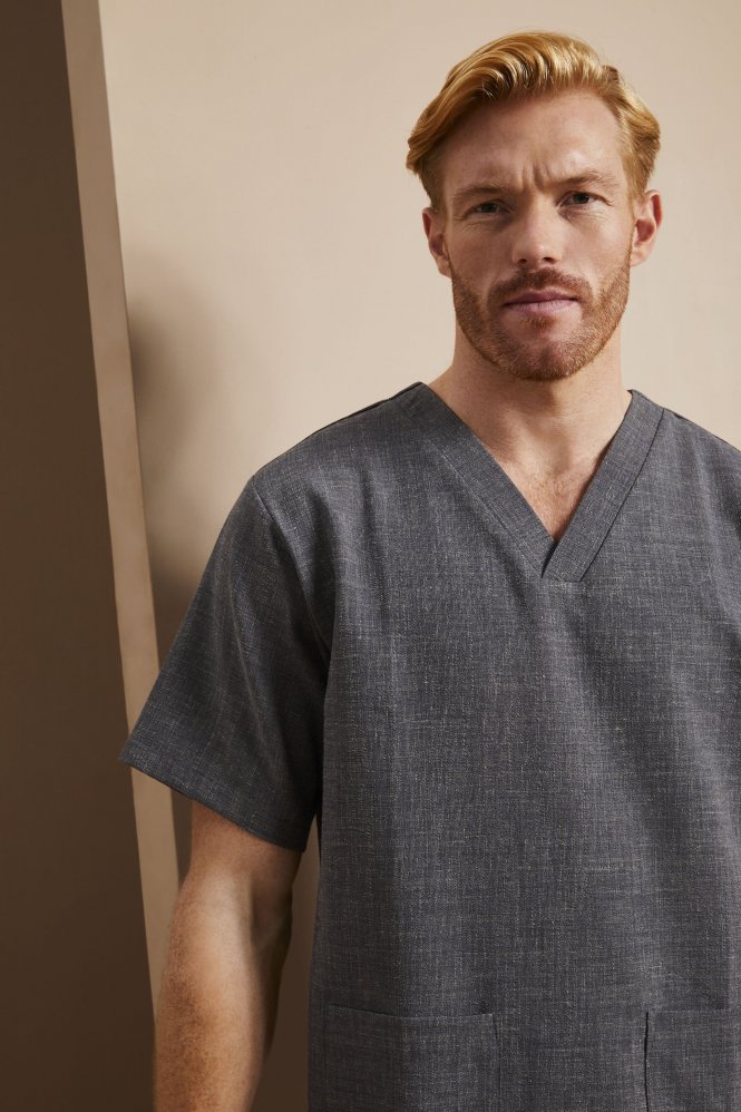 Linen Male Tunic, Charcoal,