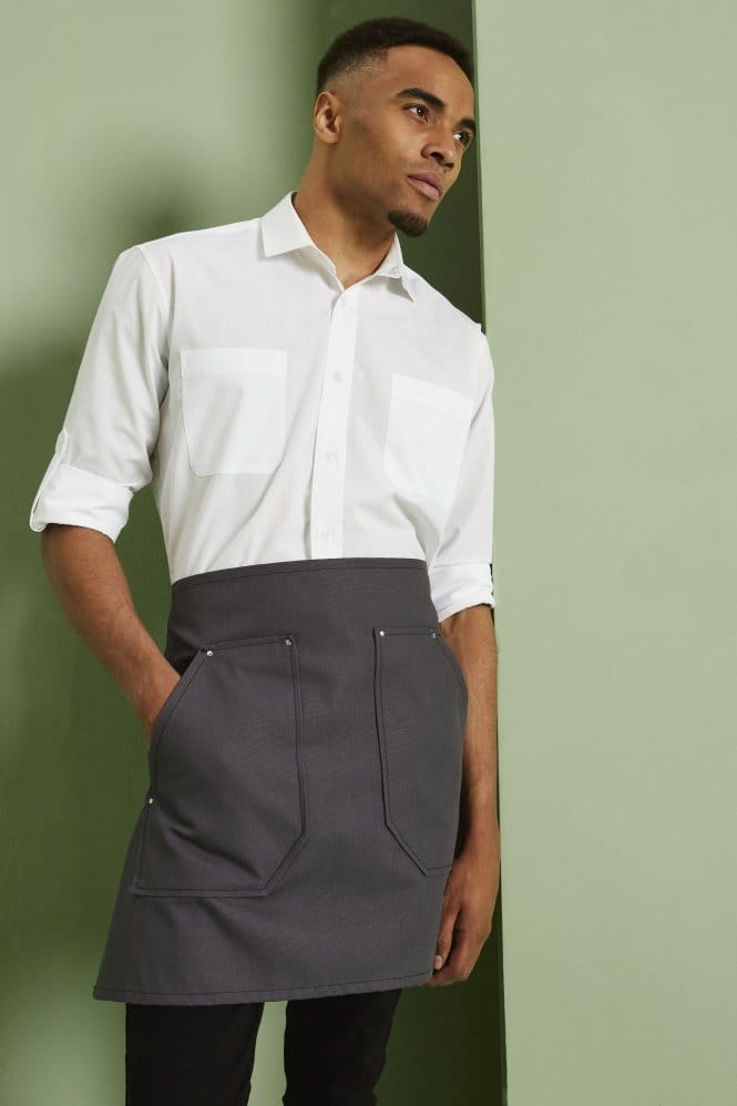 Slant Pocket Short Apron, Grey,