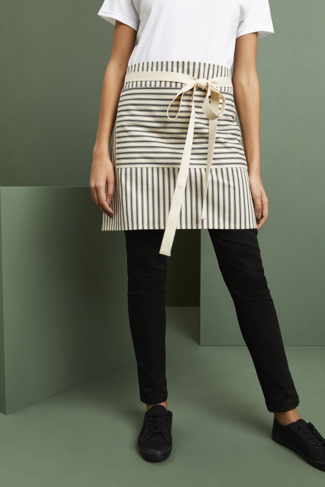 Wide Stripe Short Apron,